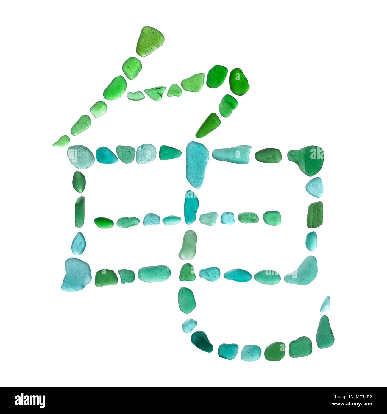 Chinese symbol gui - tortoise, made of sea glass on white background ...