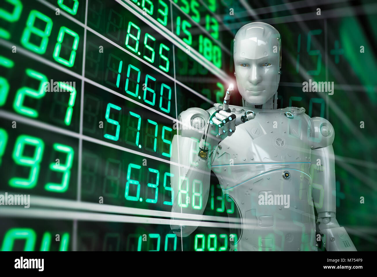 3d rendering humanoid robot analyze stock market Stock Photo - Alamy