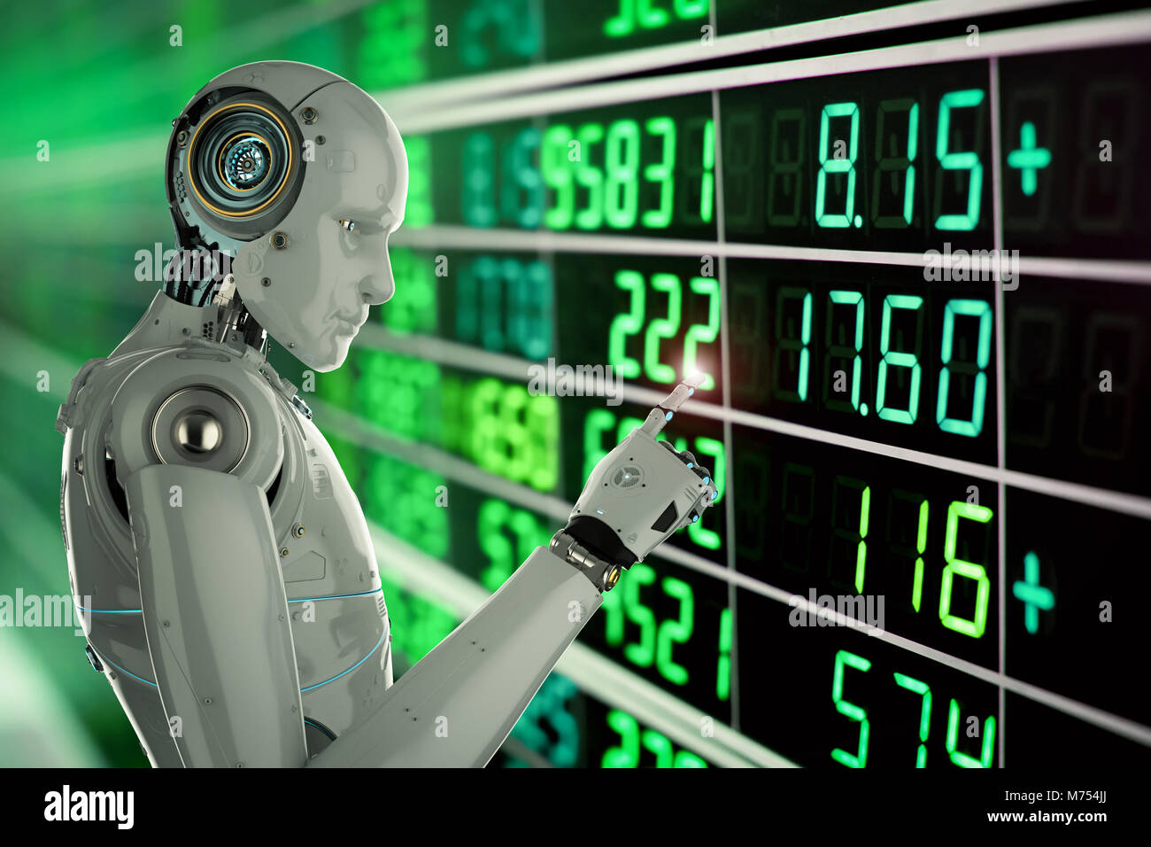 3d rendering humanoid robot analyze stock market Stock Photo - Alamy
