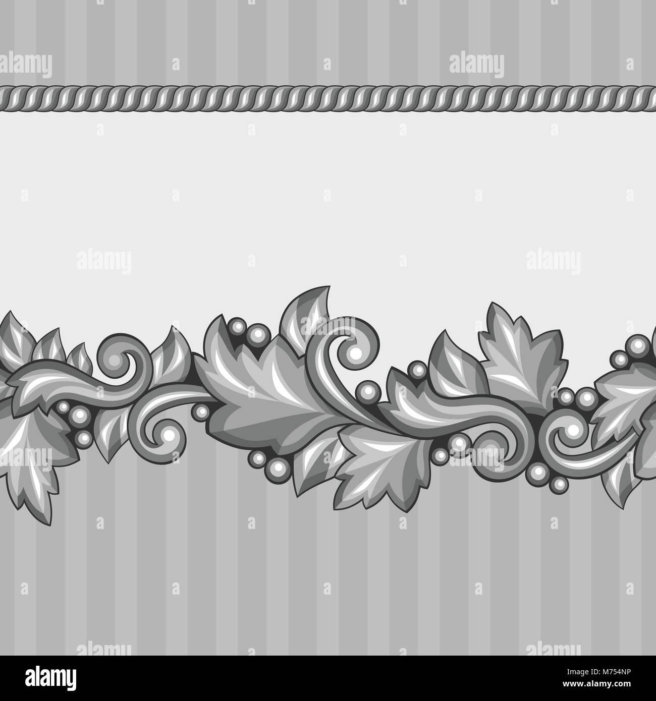 Seamless pattern with baroque ornamental floral silver elements Stock ...