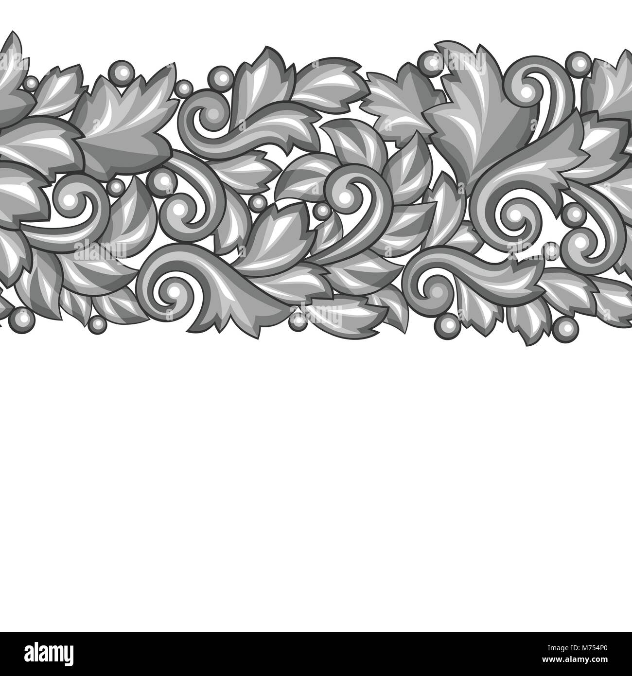 Seamless pattern with baroque ornamental floral silver elements Stock ...