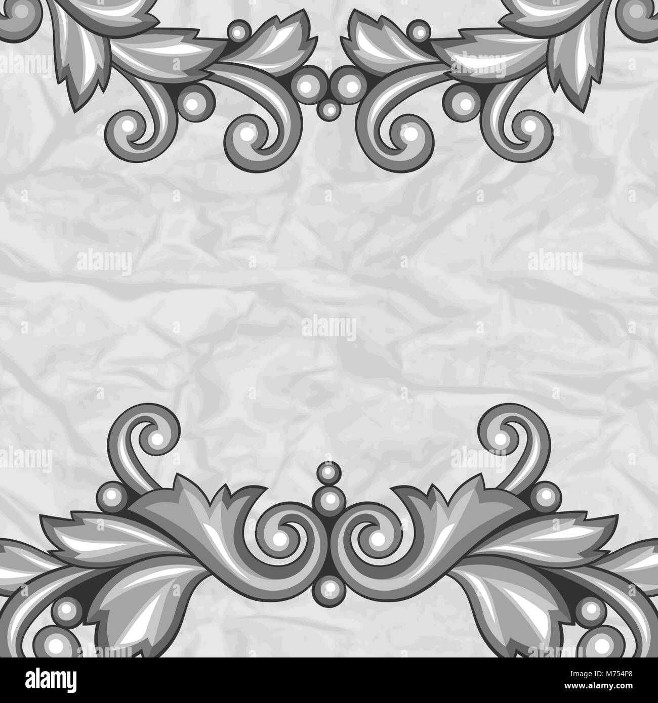 Background with baroque ornamental floral silver elements Stock Vector ...