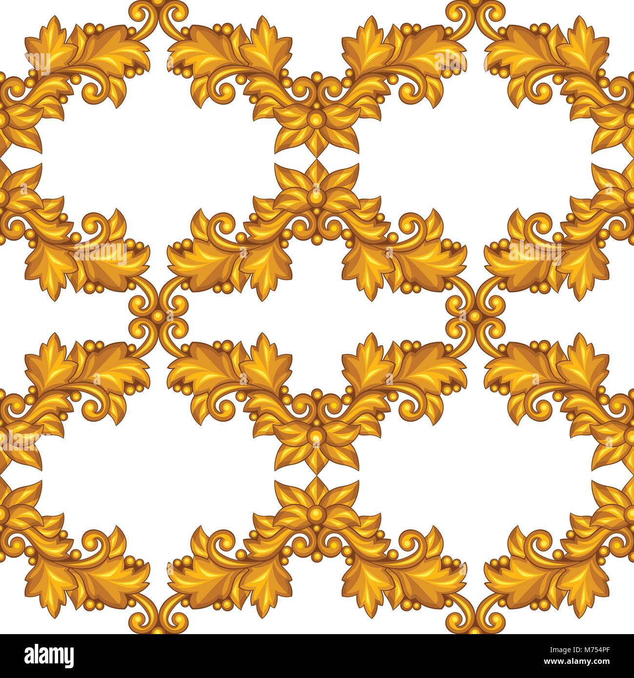 Seamless pattern with baroque ornamental floral gold elements Stock ...