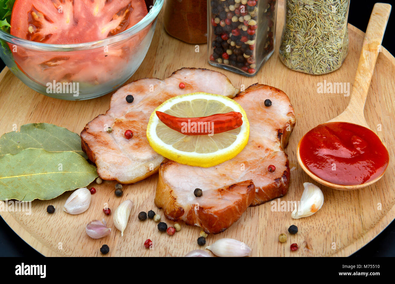 home made hot and spicy ham cooking asian style Stock Photo - Alamy