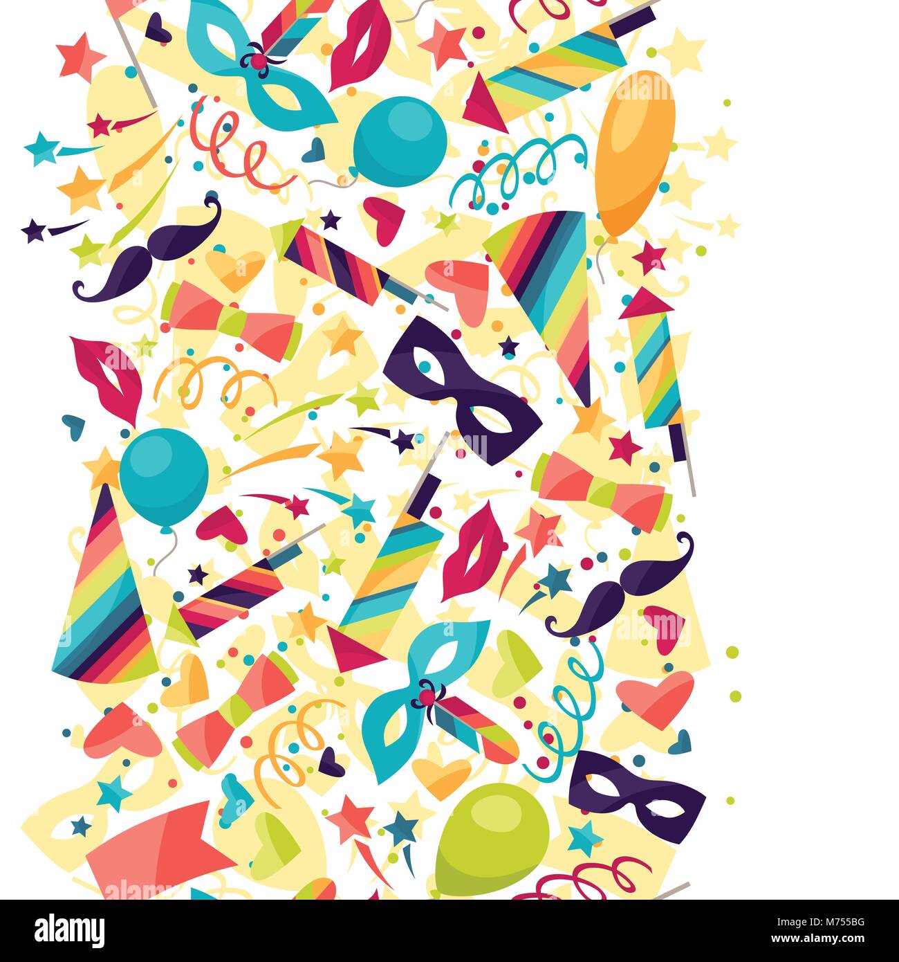 Celebration seamless pattern with carnival icons and objects Stock ...