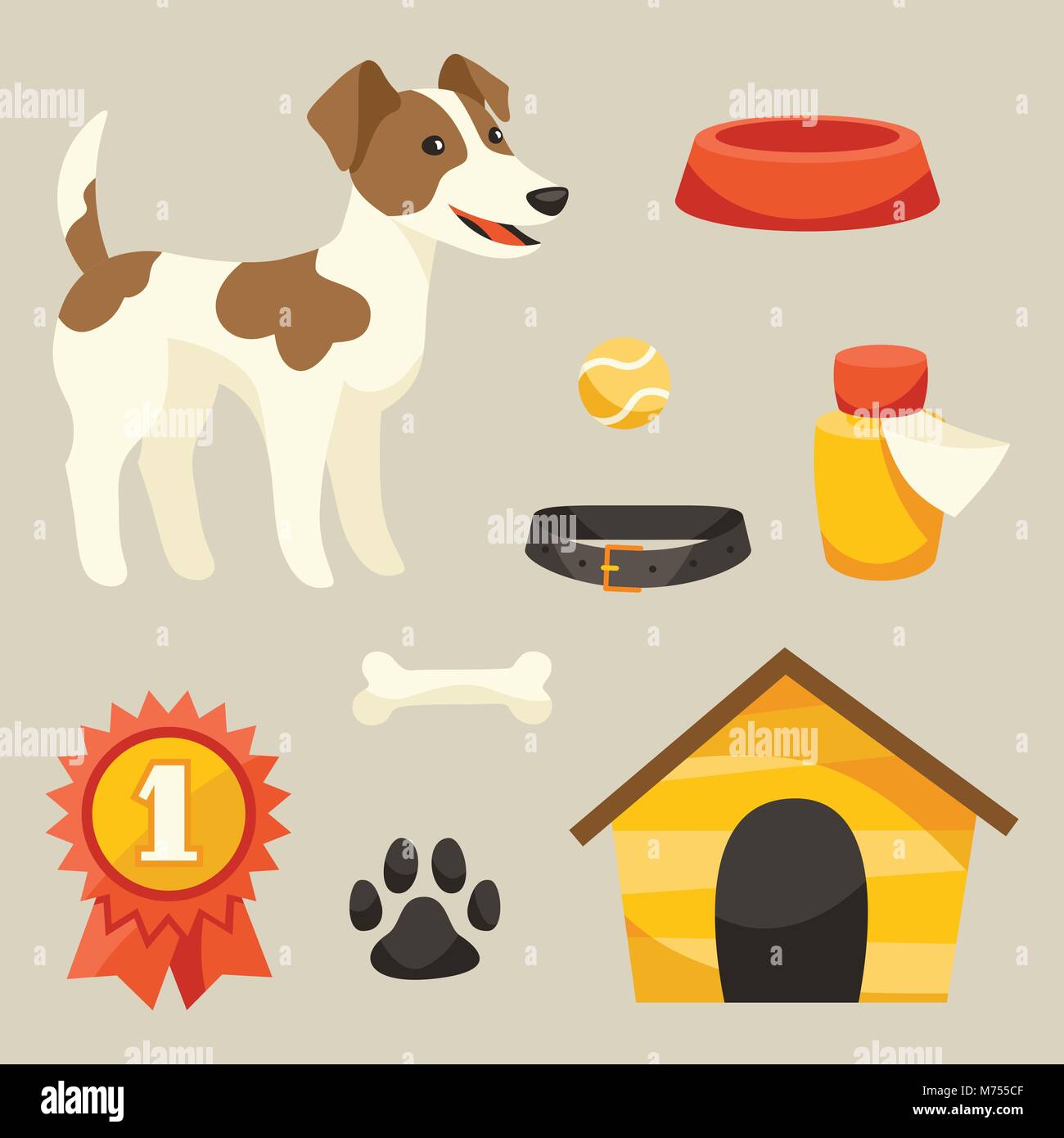Set of icons and objects with cute dog Stock Vector Image & Art - Alamy