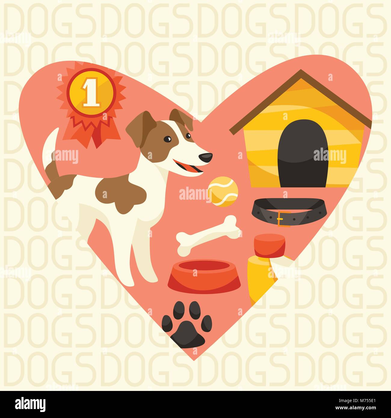 Background with cute dog, icons and objects Stock Vector Image & Art ...