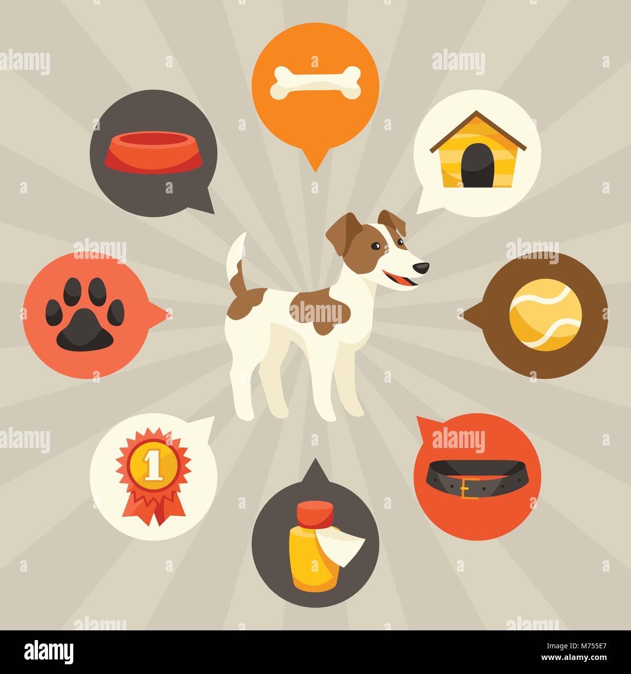 Visual infographics with cute dogs, icons and objects Stock Vector ...