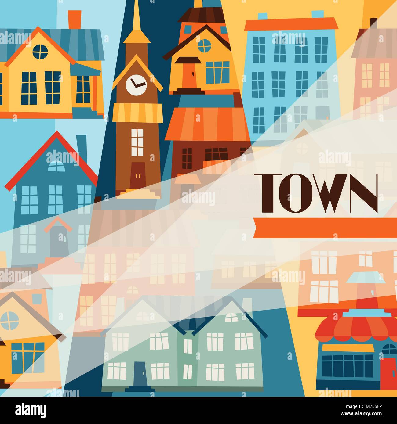 Town background design with cute colorful houses Stock Vector Image ...