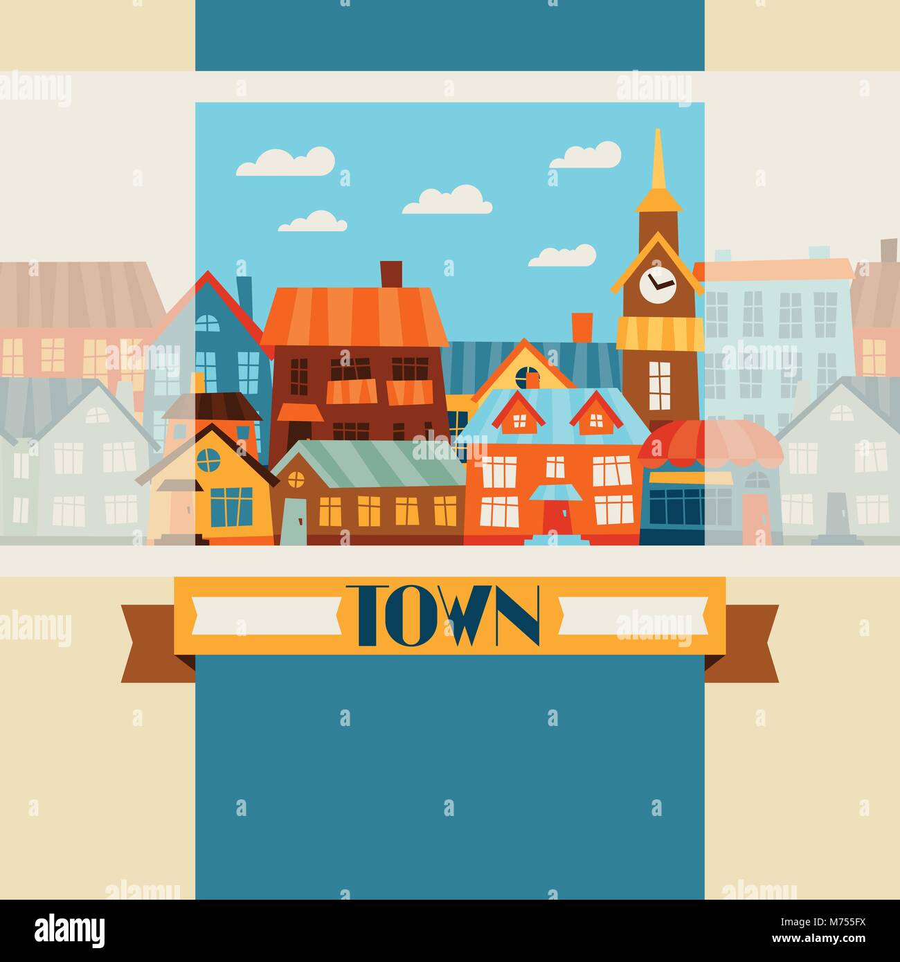 Town background design with cute colorful houses Stock Vector Image ...