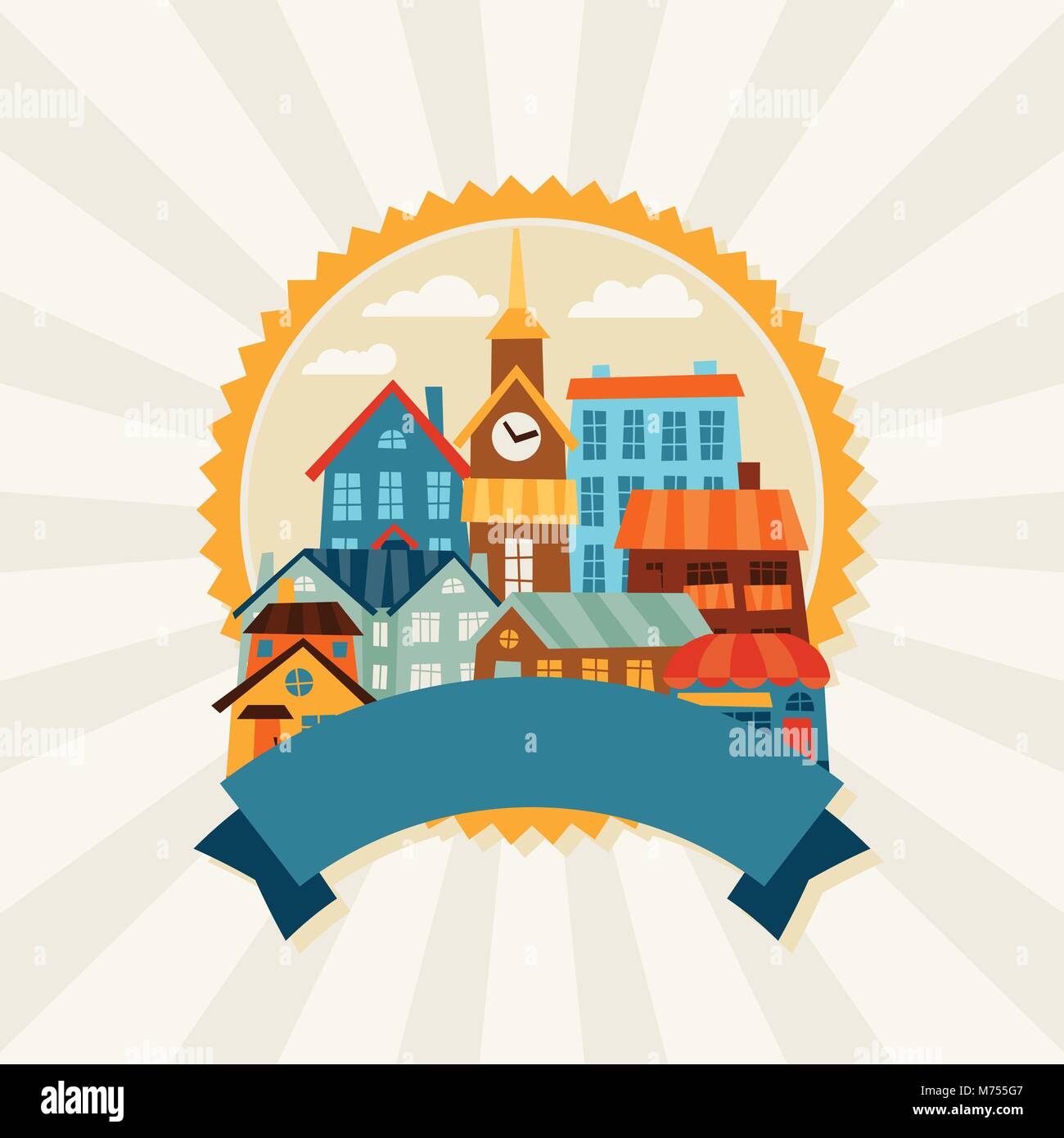 Town background design with cute colorful houses Stock Vector Image ...