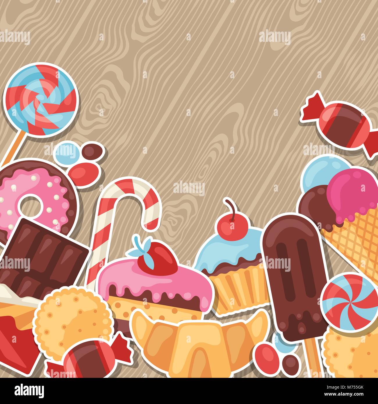 Background with sweet cakes Stock Vector Images - Alamy