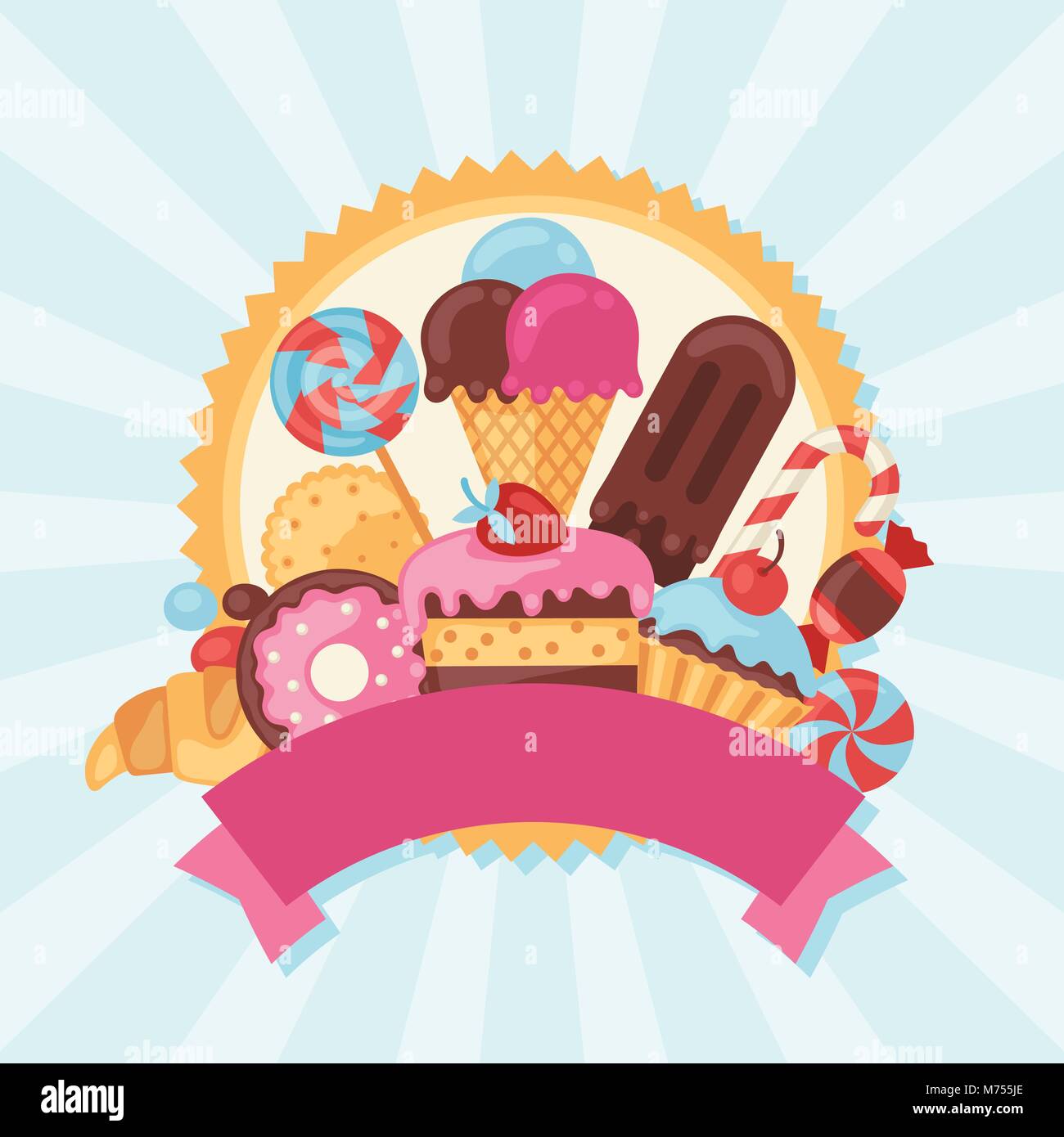 Background with colorful candy, sweets and cakes Stock Vector Image ...