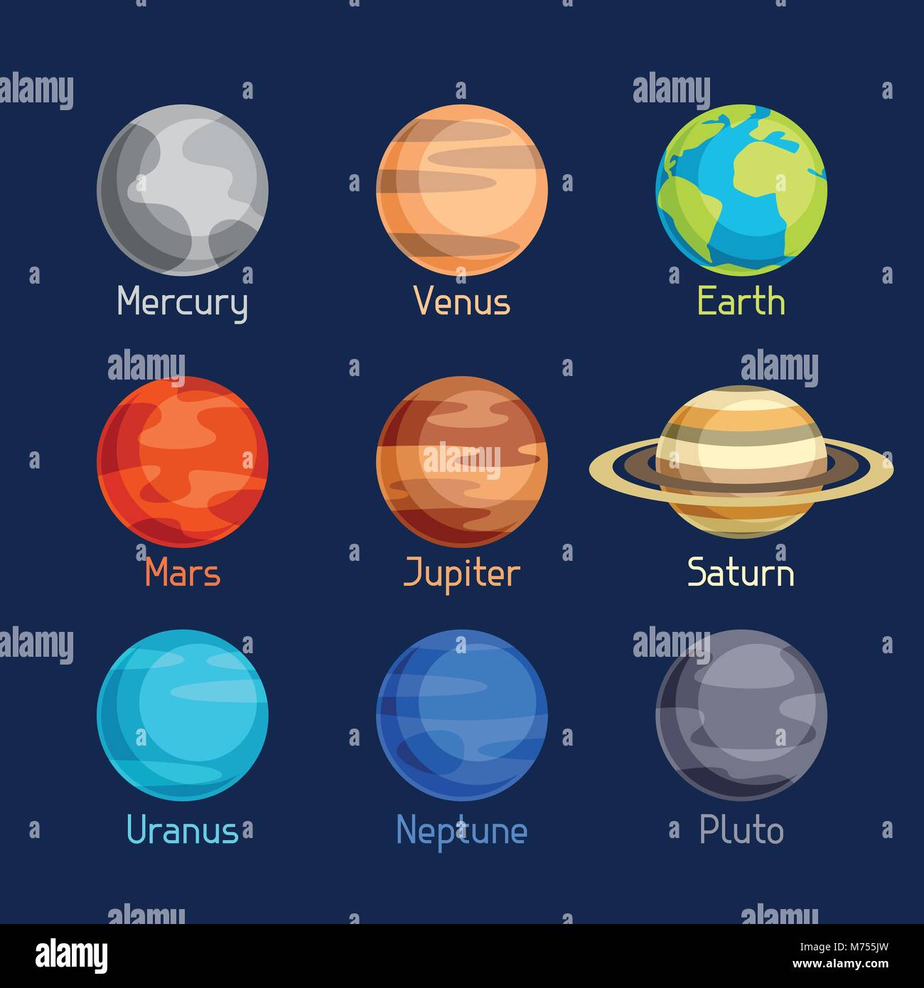 Cosmic icon set of planets solar system Stock Vector Image & Art - Alamy