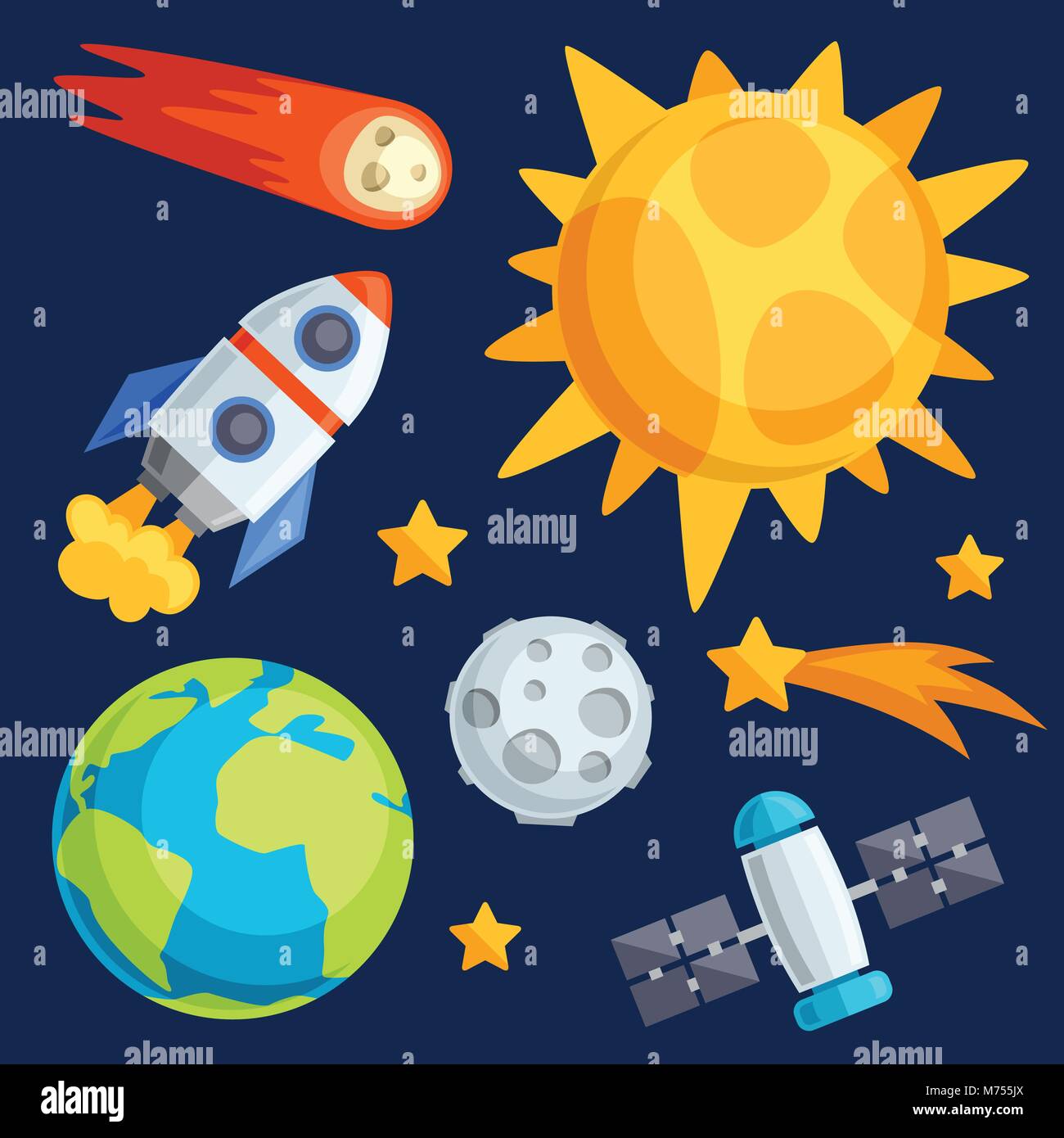 Illustration of solar system, planets and celestial bodies Stock Vector ...
