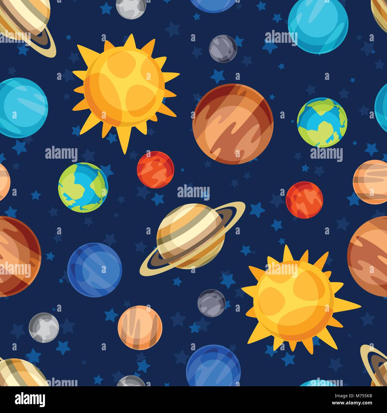 Cosmic seamless pattern with planets of the solar system Stock Vector ...