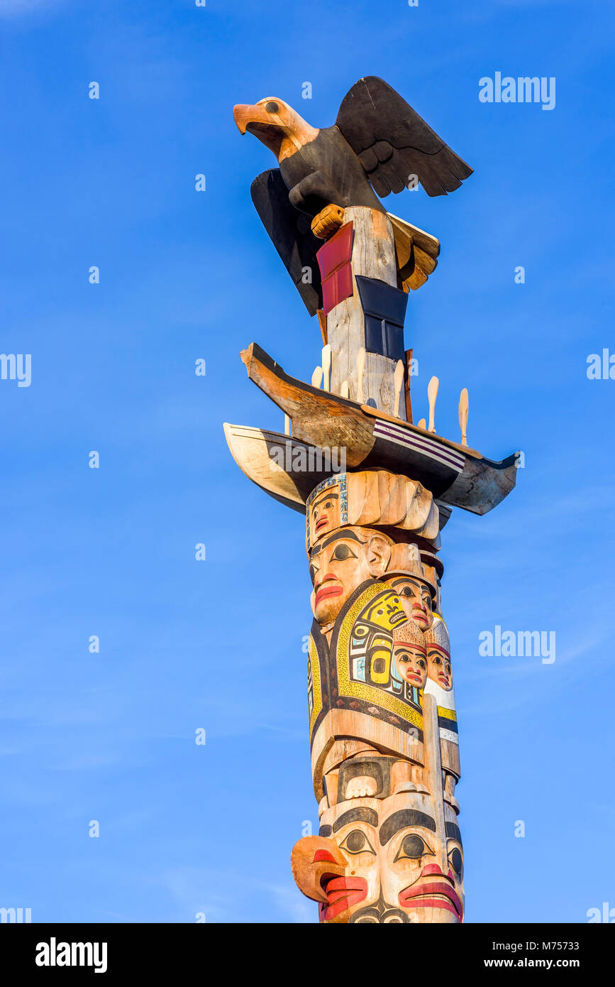 55-foot totem pole carved by Haida master artist and Hereditary Chief ...