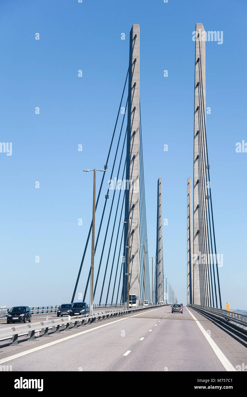 Oresund Bridge connecting Copenhagen, Danemark with Malmo, Sweden ...