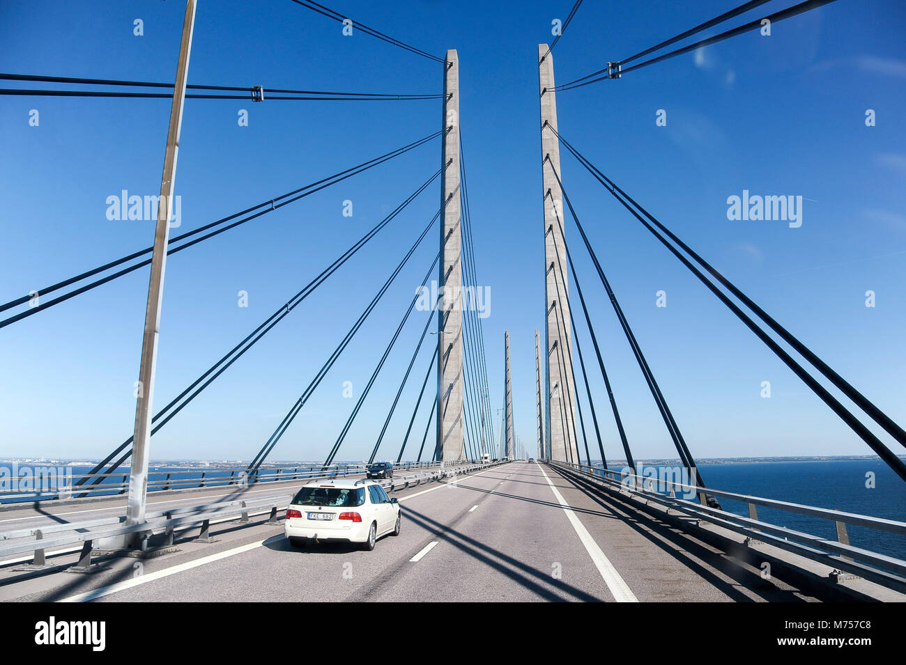 Oresund Bridge connecting Copenhagen, Danemark with Malmo, Sweden ...