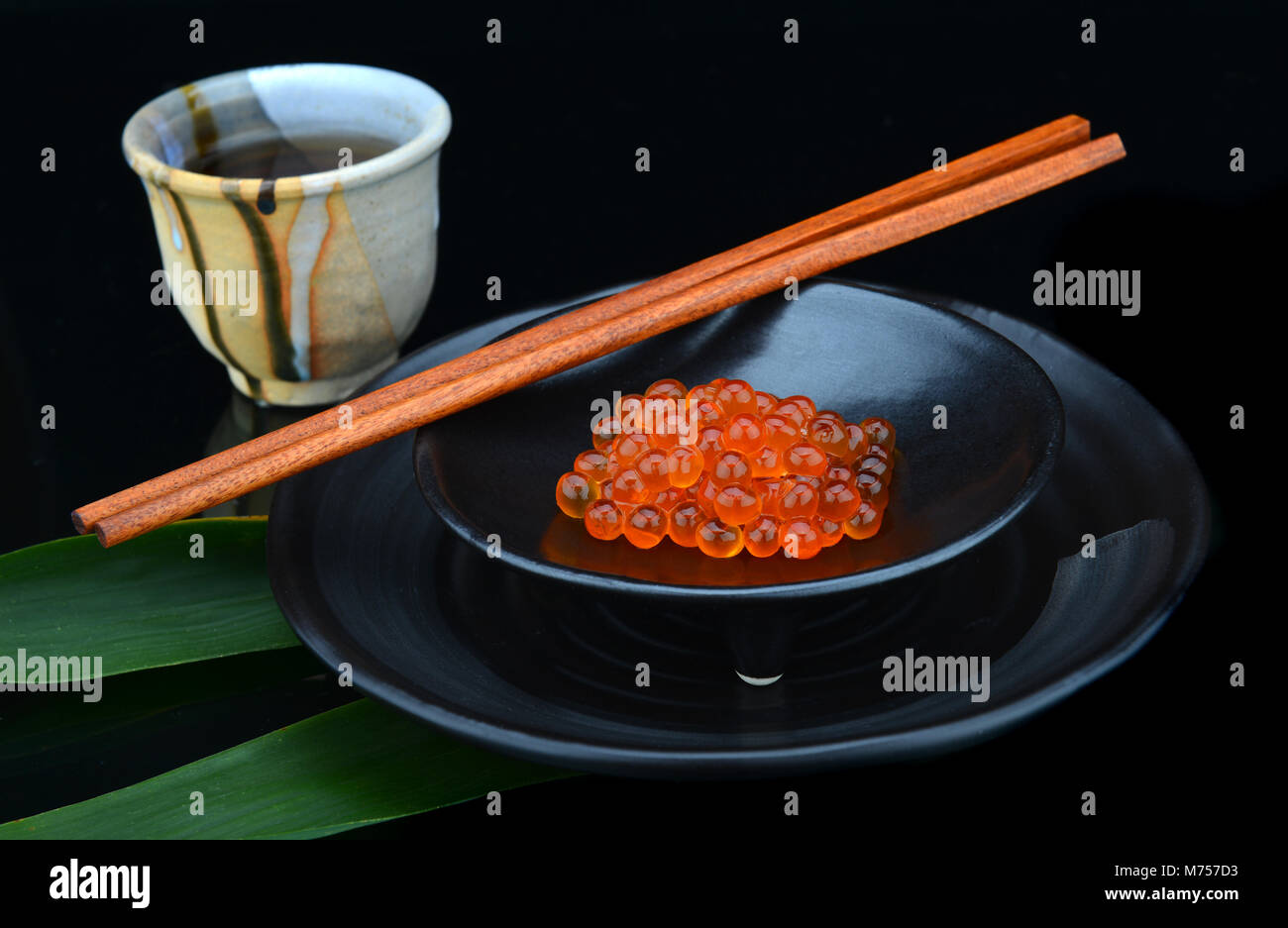 Japanese style raw salmon eggs so beautiful orange color Stock Photo ...