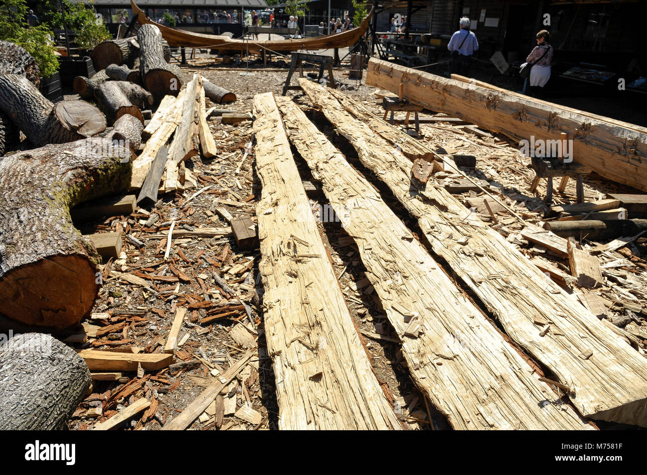 Full scale navigable reconstructions of Viking ships in boatyard on ...