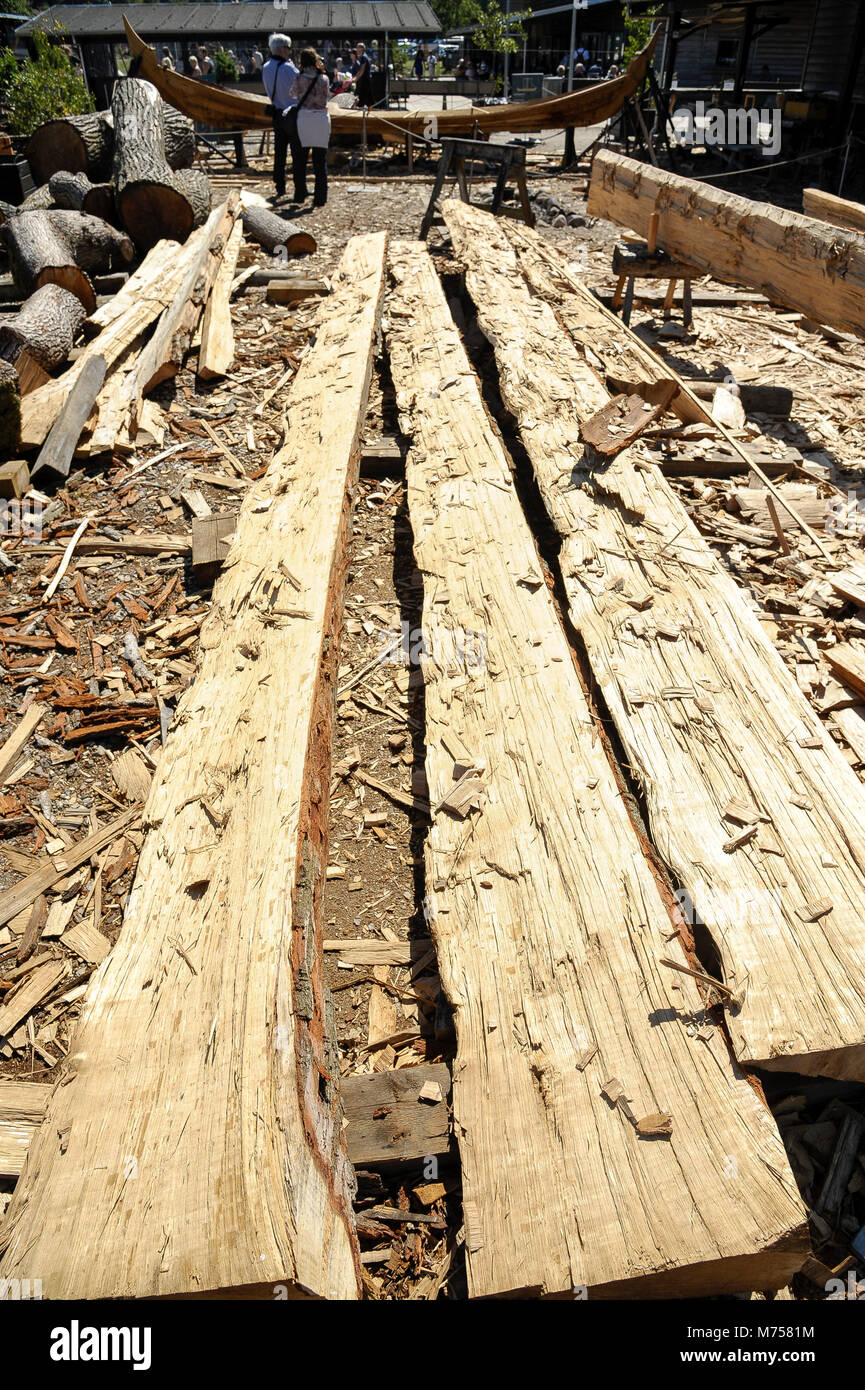 Full scale navigable reconstructions of Viking ships in boatyard on ...