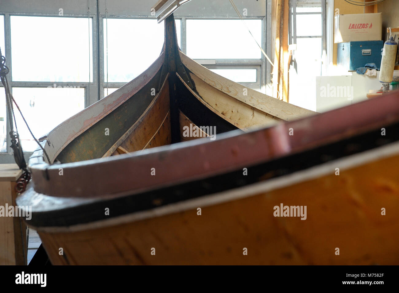 Full scale navigable reconstructions of Viking ships in boatyard on ...