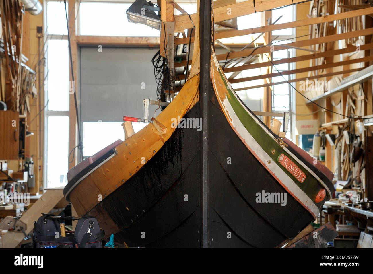 Full scale navigable reconstructions of Viking ships in boatyard on ...