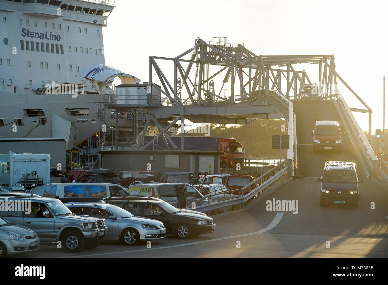 Trucks entering the cruiseferry MS Stena Vision on Karlskrona-Gdynia ...