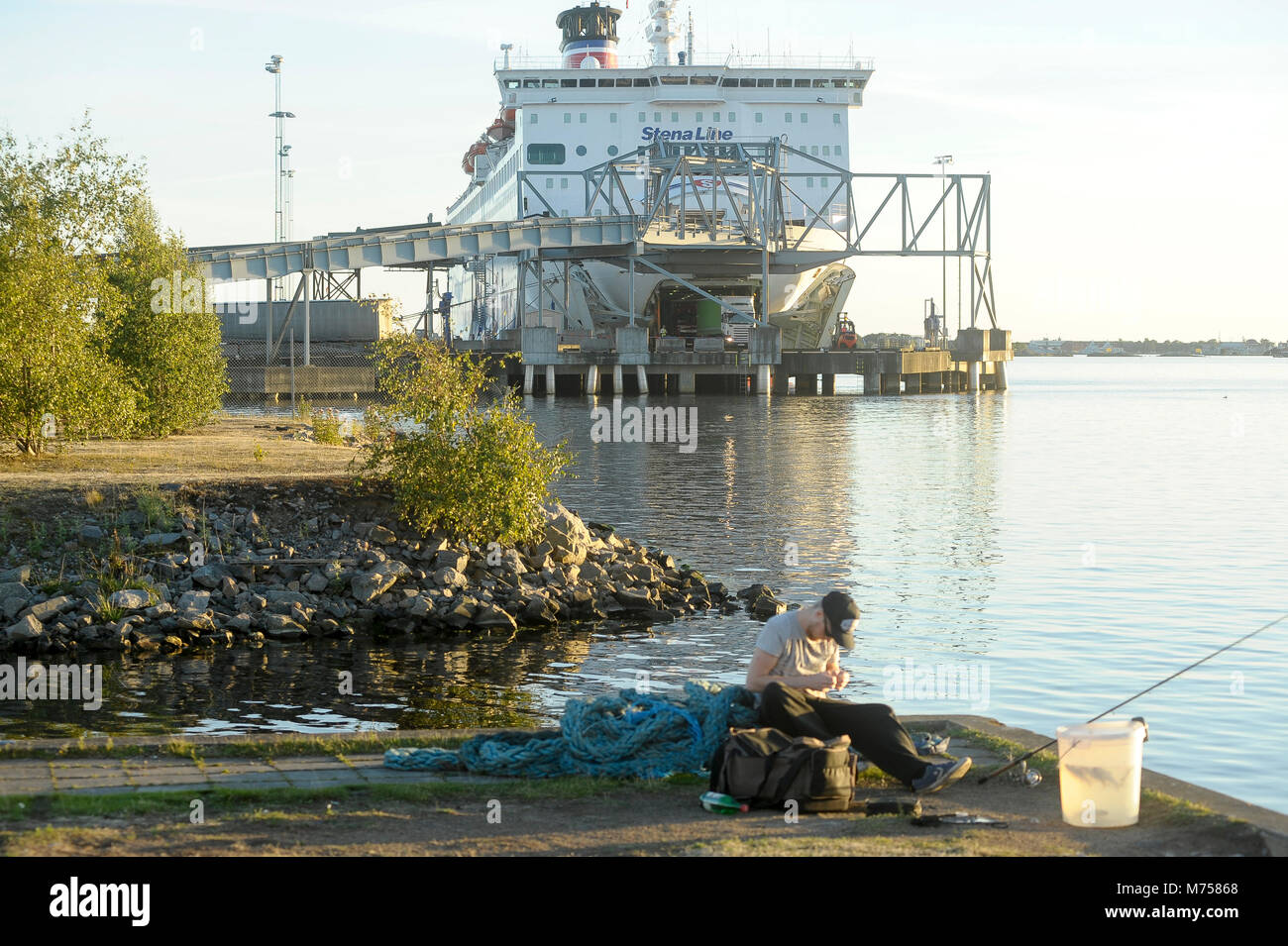 Trucks entering the cruiseferry MS Stena Vision on Karlskrona-Gdynia ...