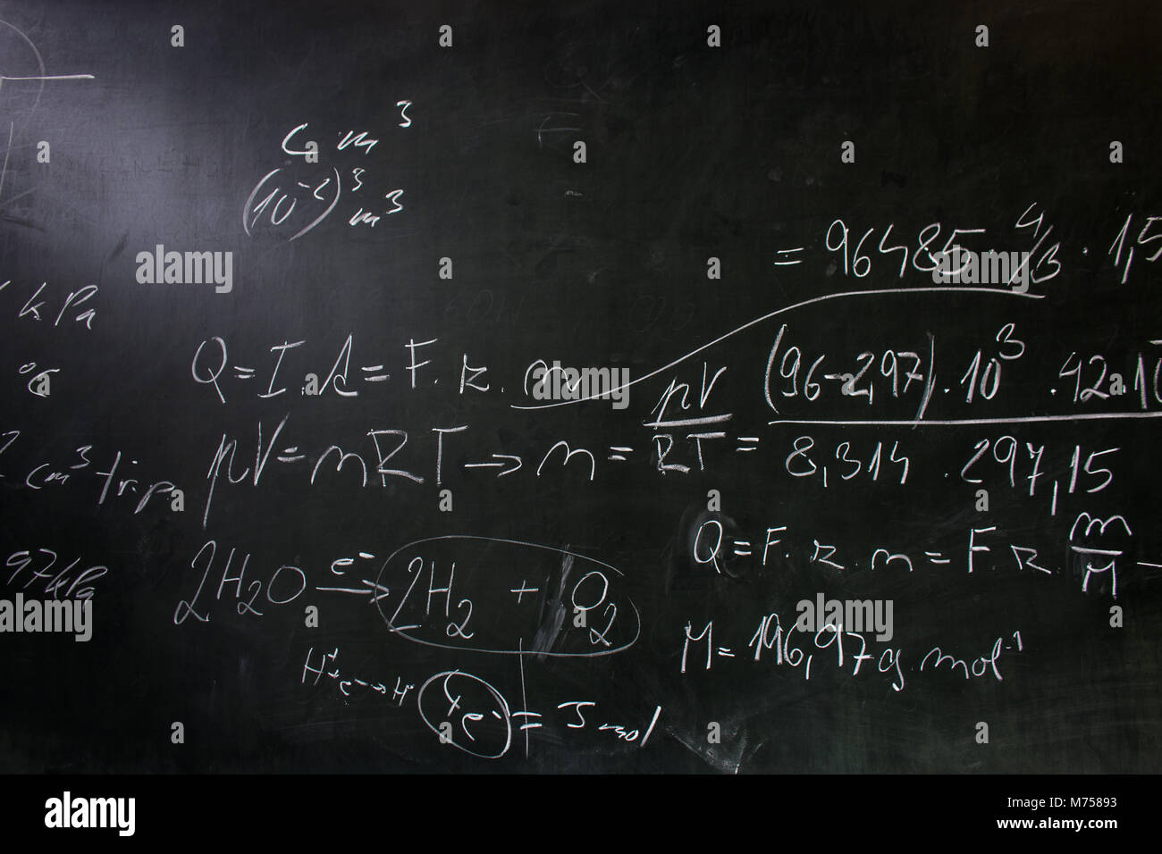 Blackboard/chalkboard during math class in front of the(color toned ...