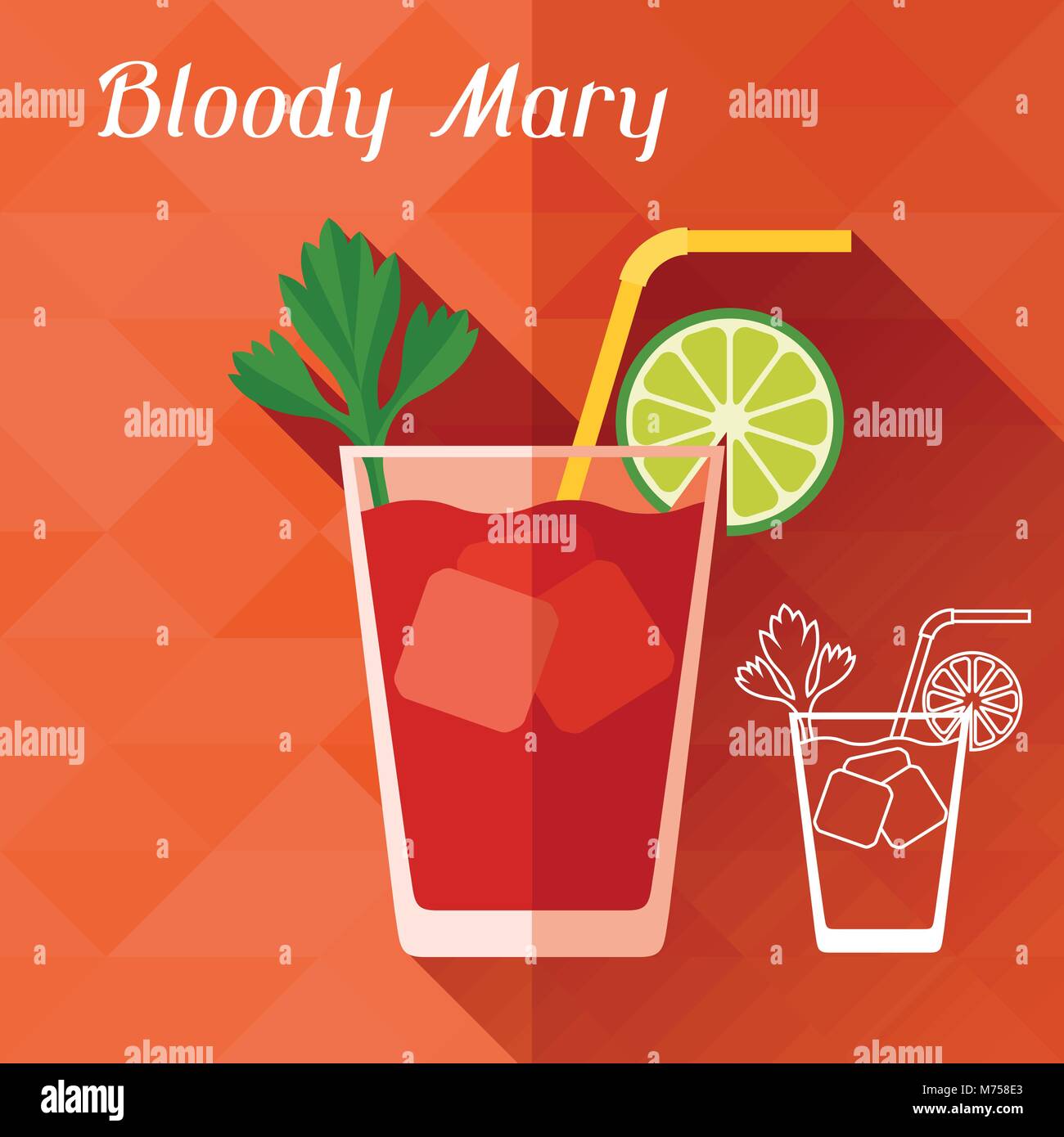Illustration with glass of bloody mary in flat design style Stock ...
