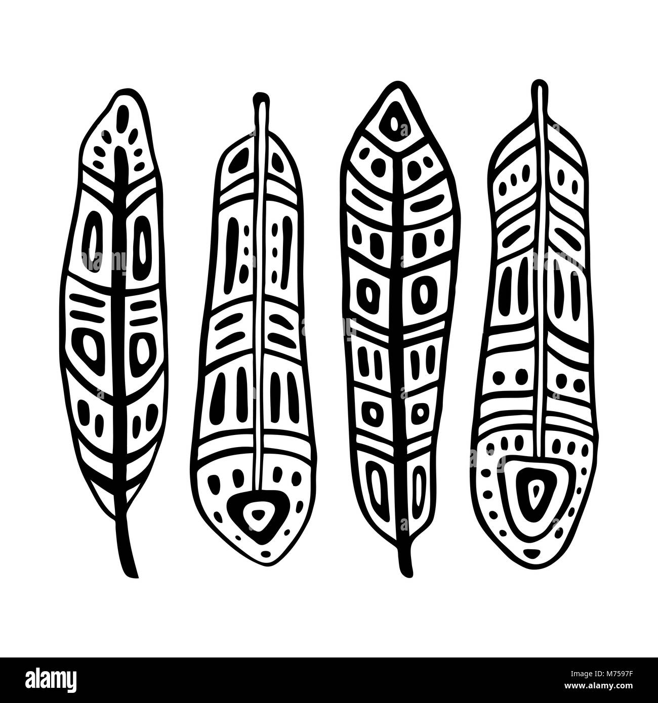 Vintage Feather vector set Stock Vector Image & Art - Alamy