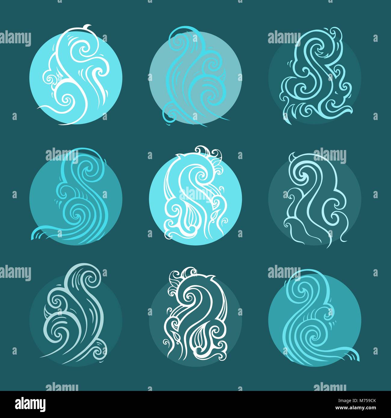 Ocean waves set, Hand drawn illustration Stock Vector Image & Art - Alamy