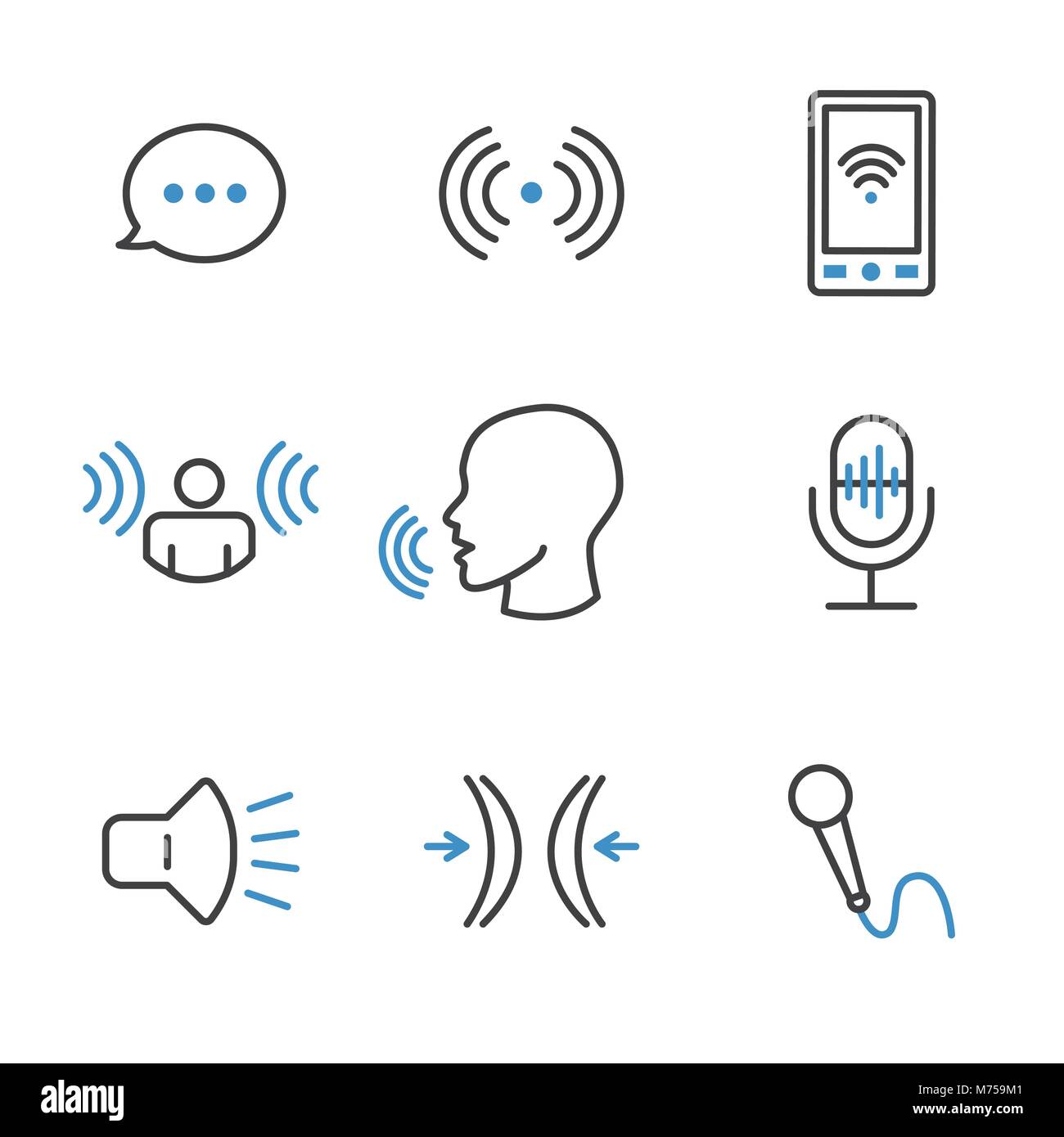 Voice Recording and Voiceover Icon Set w Microphone, Voice Scan ...