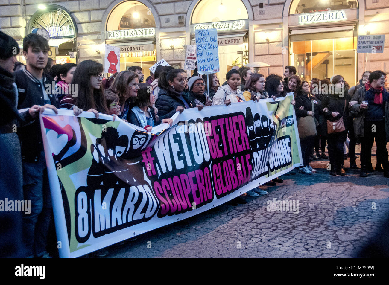Rome, Italy. 08th Mar, 2018. Protest in Rome (and other Italian cities ...