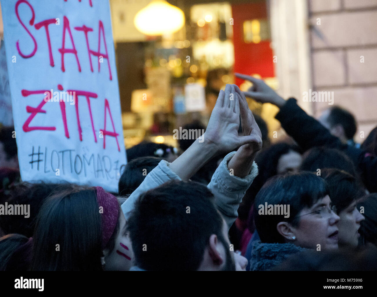 Rome, Italy. 08th Mar, 2018. Protest in Rome (and other Italian cities ...
