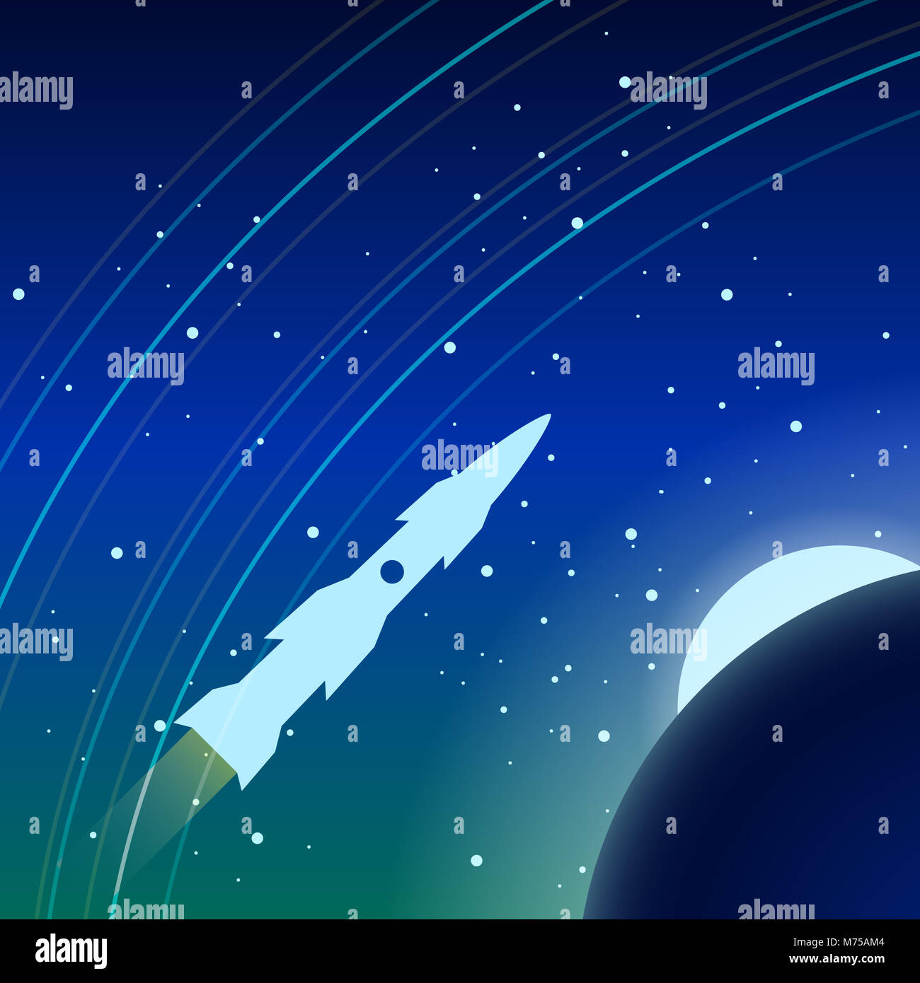 International Day of Human Space Flight. The rocket is flying in the ...