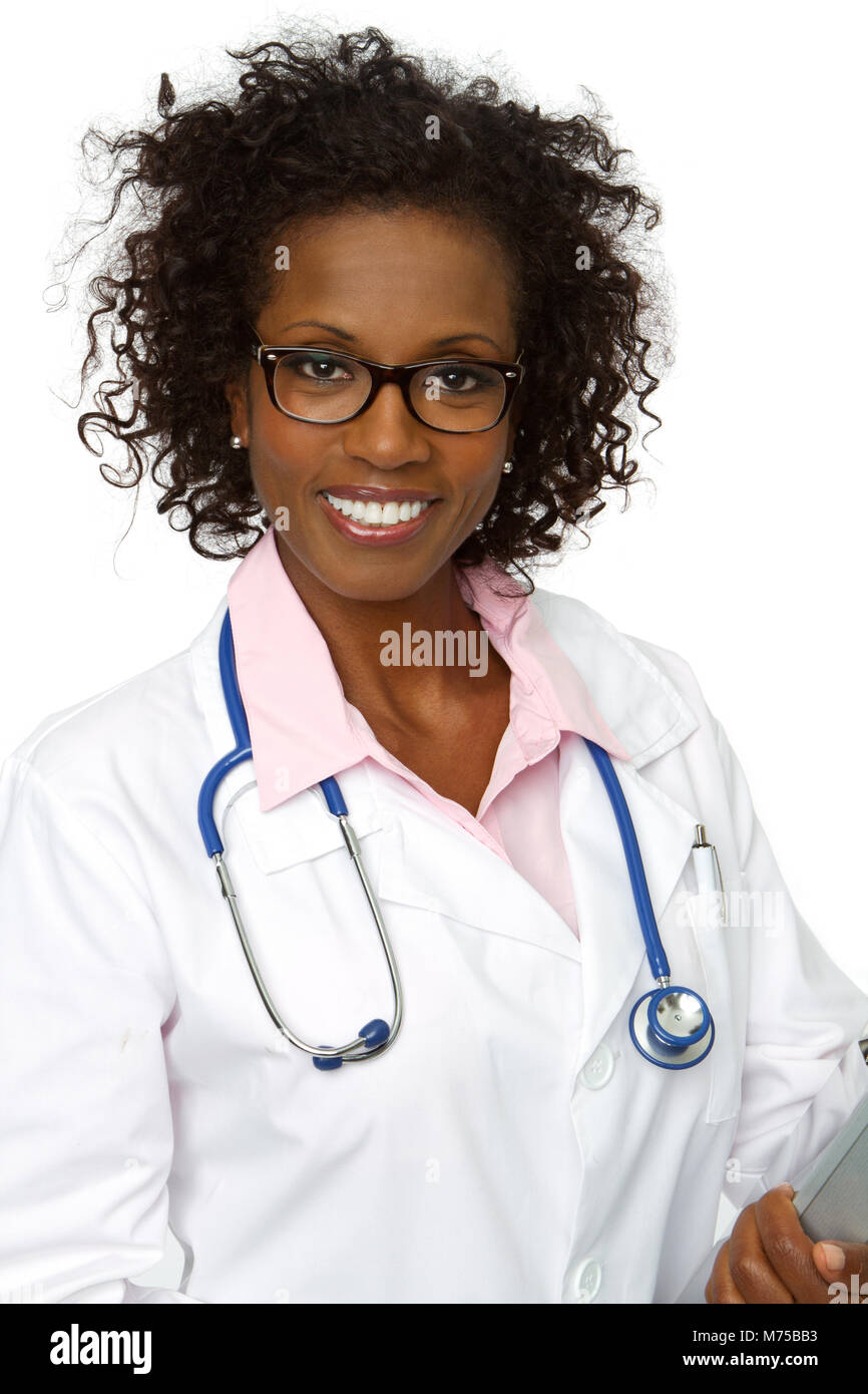 Friendly African American doctor smiling Stock Photo - Alamy