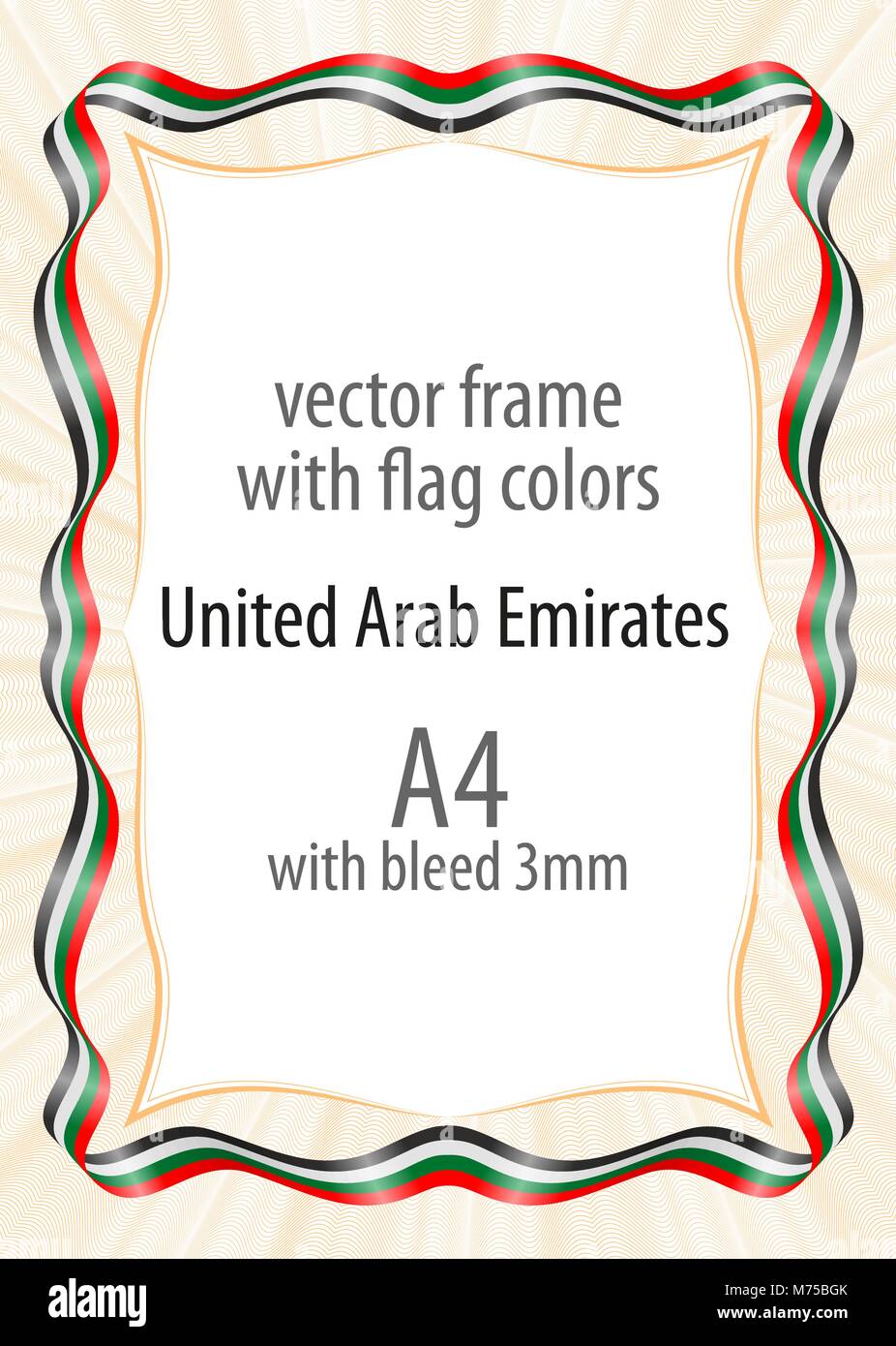 Frame and border of ribbon with the colors of the United Arab Emirates ...