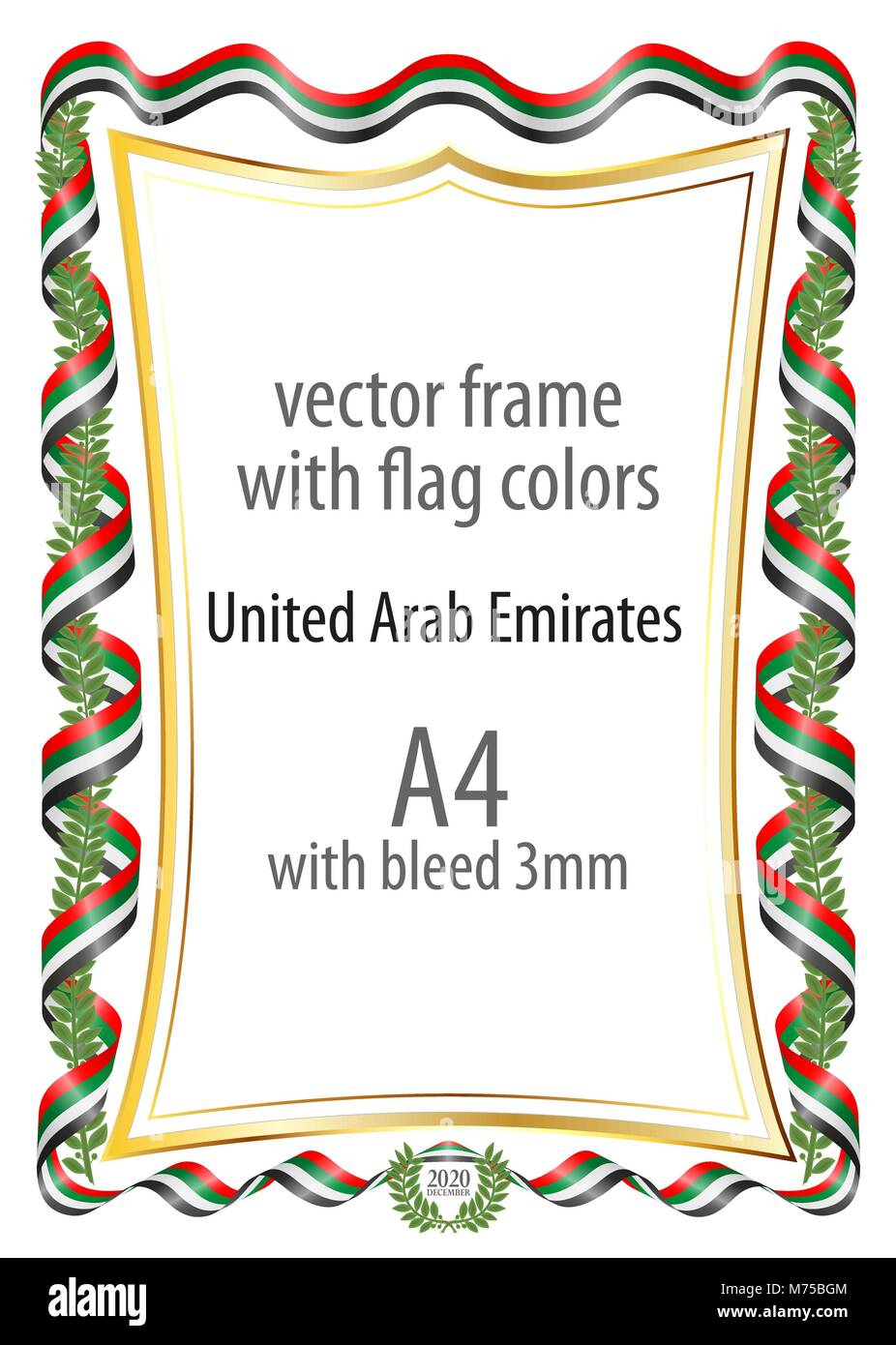 Frame and border of ribbon with the colors of the United Arab Emirates ...