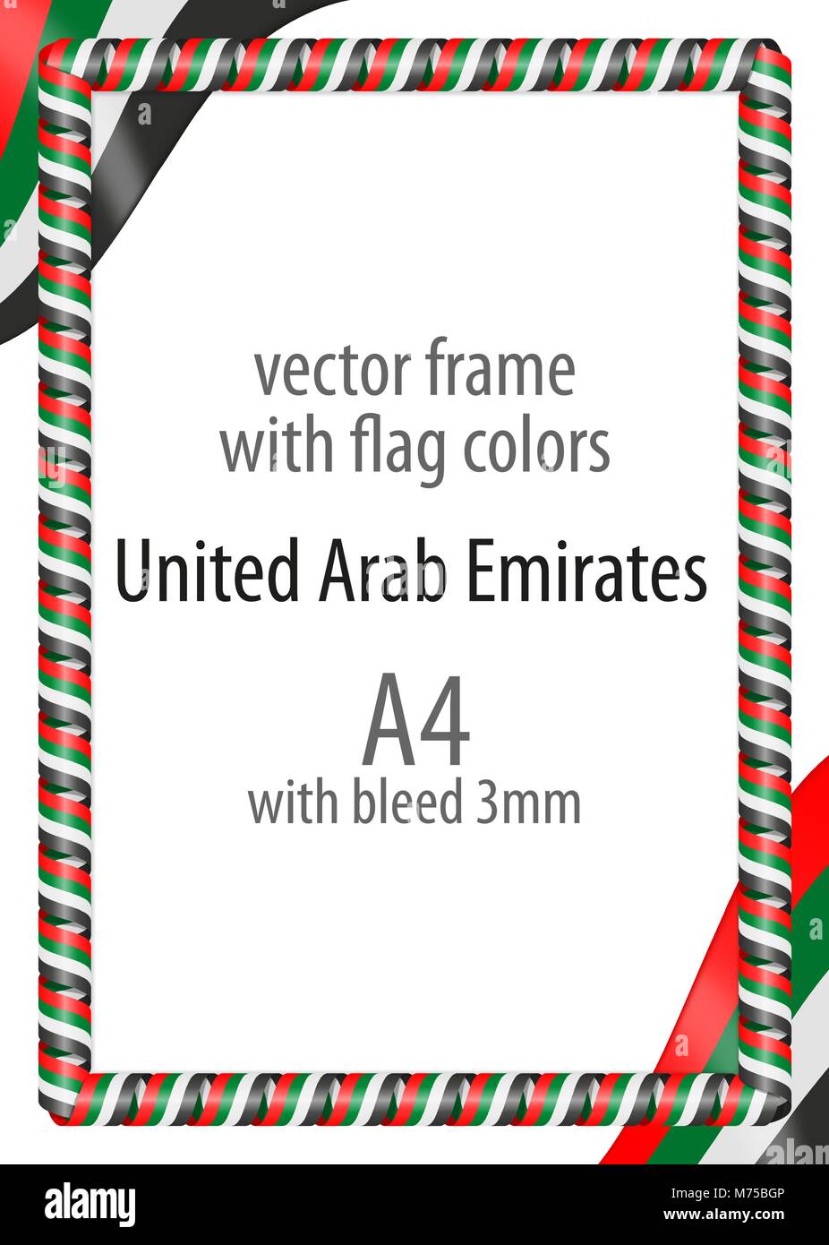 Frame and border of ribbon with the colors of the United Arab Emirates ...