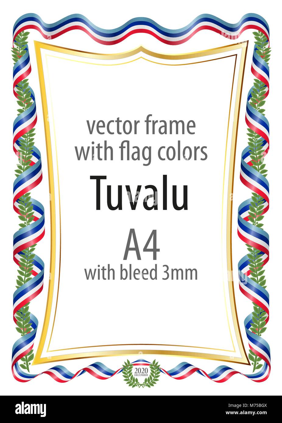Frame and border of ribbon with the colors of the Tuvalu flag Stock ...