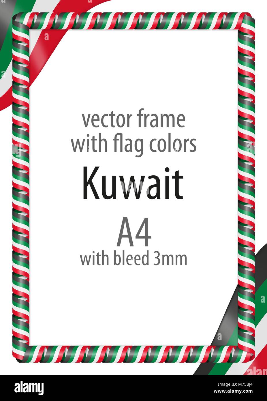 Frame and border of ribbon with the colors of the Kuwait flag Stock ...