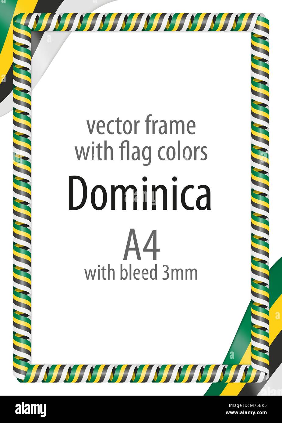 Frame and border of ribbon with the colors of the Dominica flag Stock ...