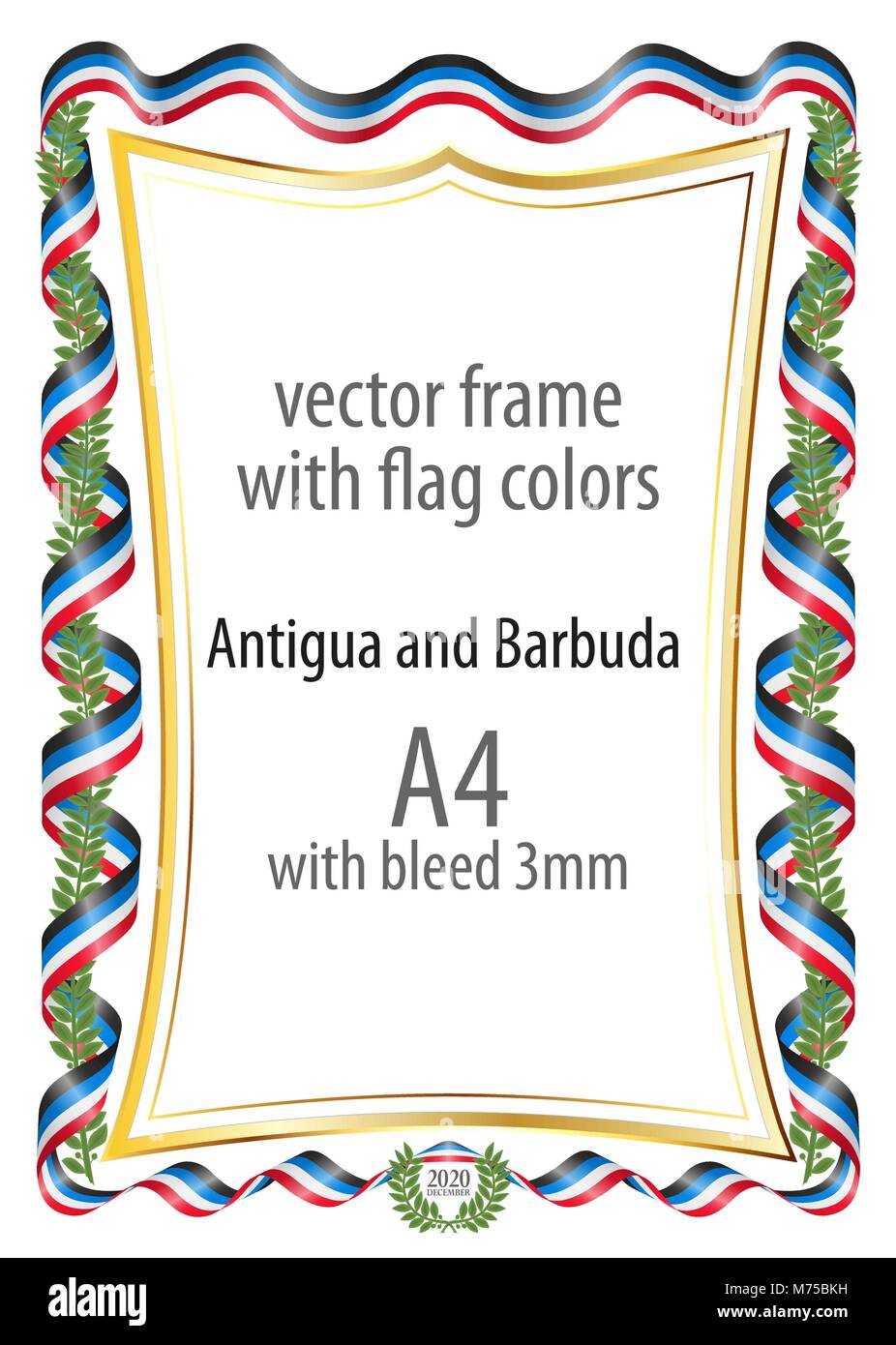 Frame and border of ribbon with the colors of the Antigua and Barbuda ...