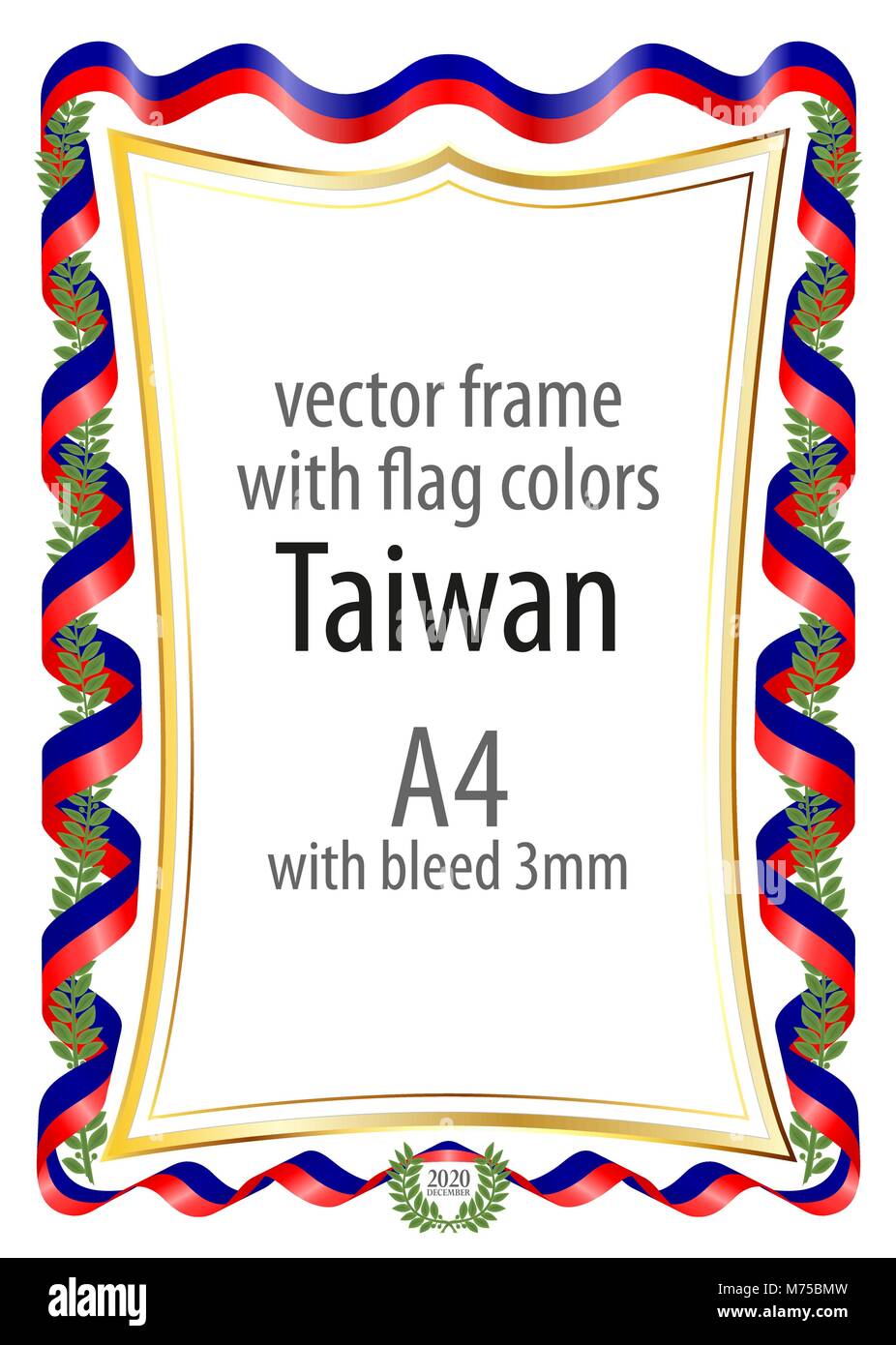Frame and border of ribbon with the colors of the Taiwan flag Stock ...