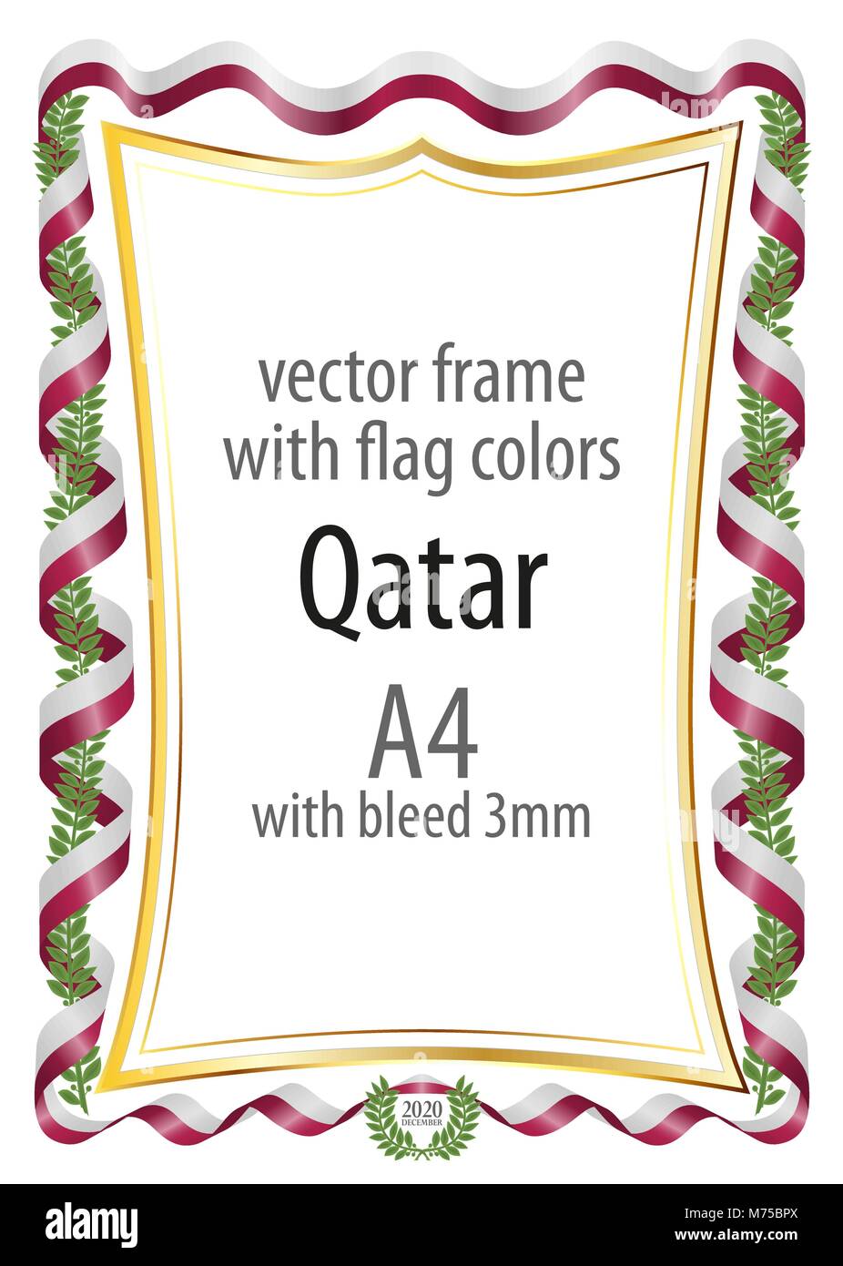 Frame and border of ribbon with the colors of the Qatar flag Stock ...