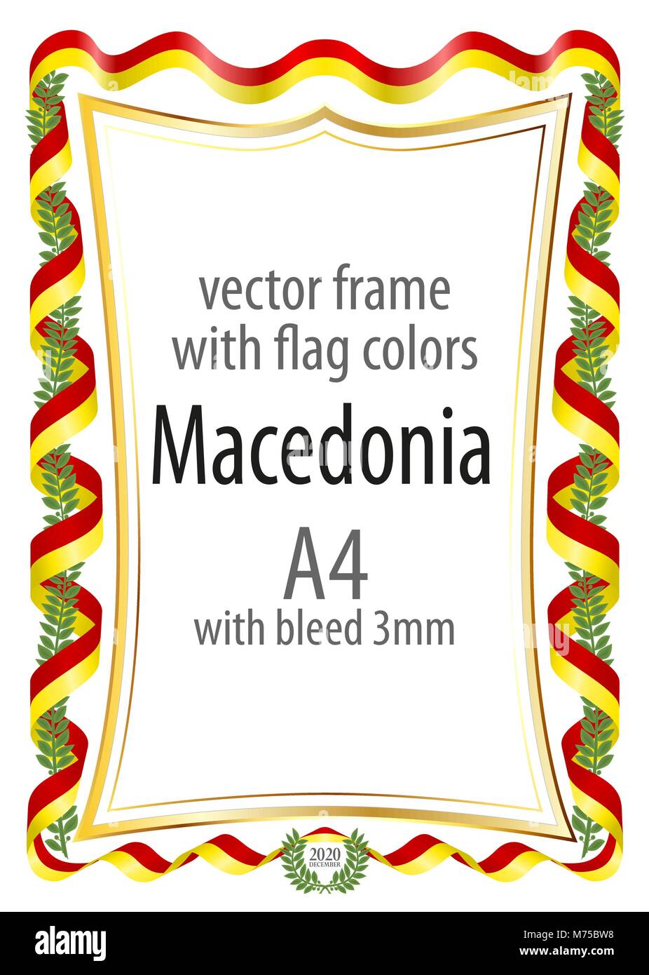 Frame and border of ribbon with the colors of the Macedonia flag Stock ...
