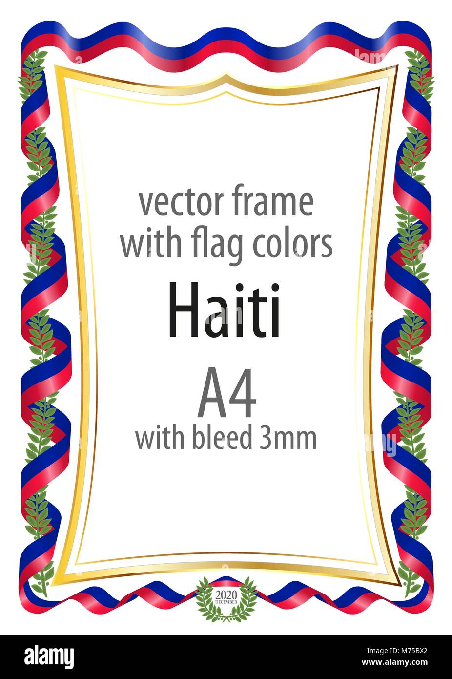 Frame and border of ribbon with the colors of the Haiti flag Stock ...